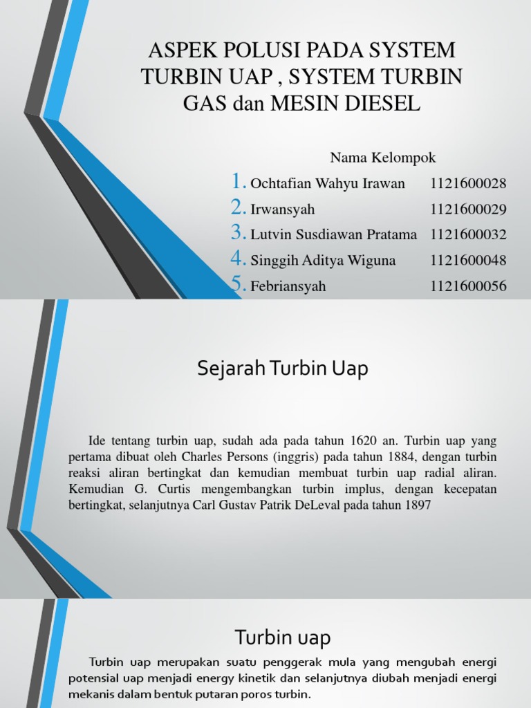 Aspek Polusi Pada System Turbin Uap, System Turbin Gas Dan Mesin Diesel ...