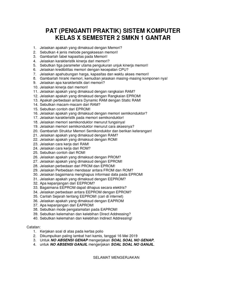 Pat Siskom Kelas X 2 Revisi | PDF