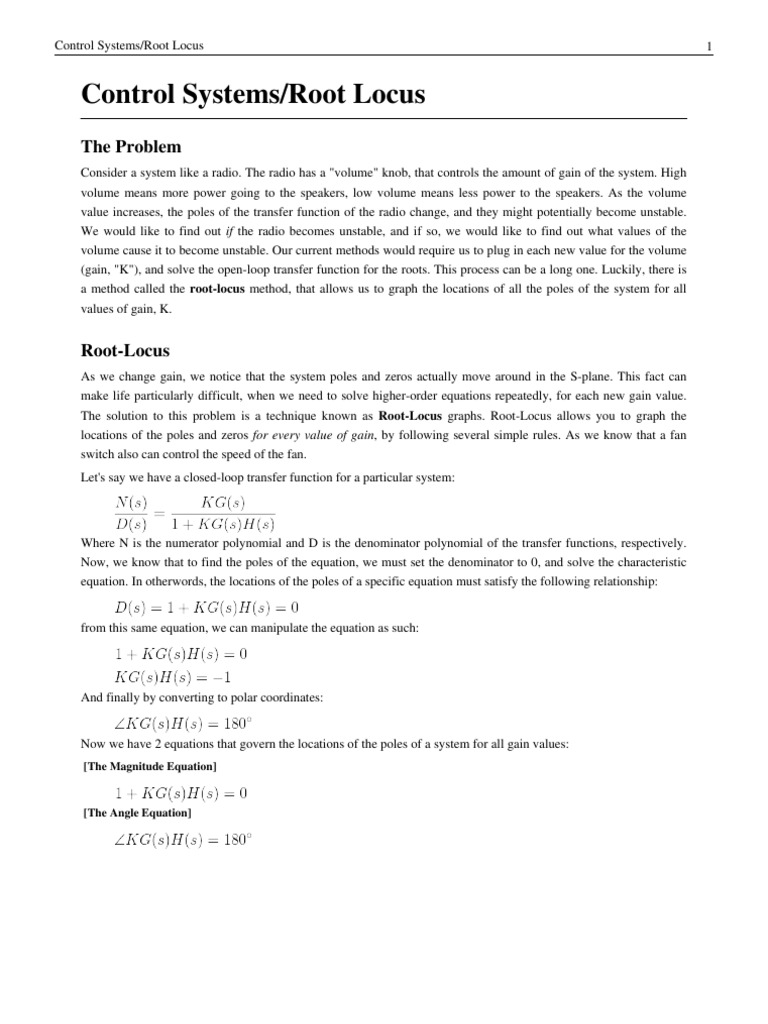 Control Systems - Root Locus | PDF | Mathematical Analysis | Algebra