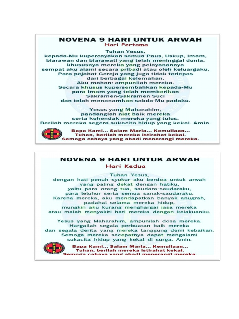 Doa Novena 9 Hari Untuk Arwah | PDF