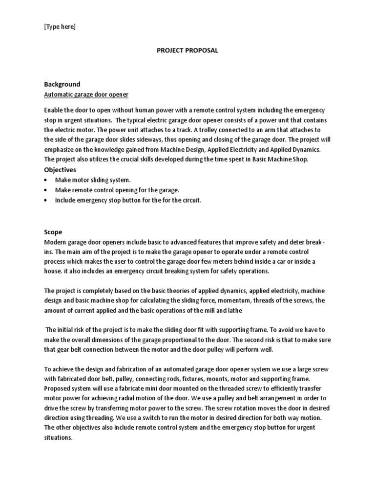 Automated Garage Door Opener Proposal | PDF | Garage (Residential ...