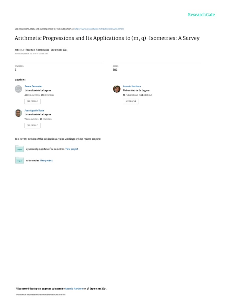 Arithmetic Progressions and Its Applications To M | PDF | Integer ...
