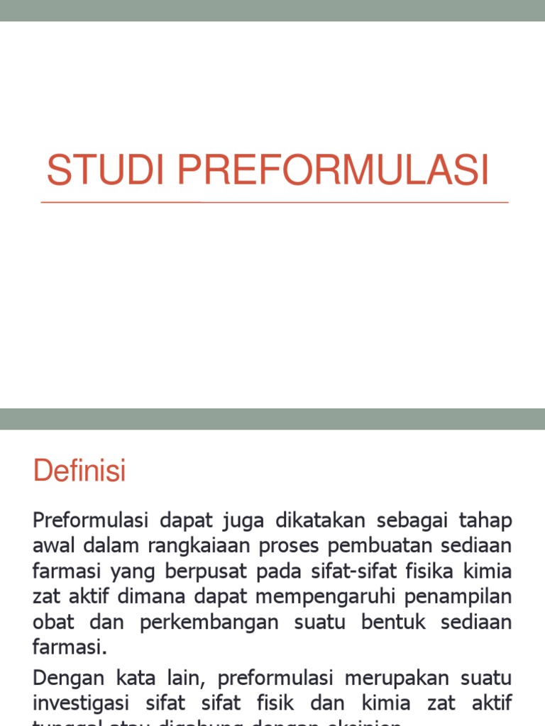 Studi Preformulasi | PDF