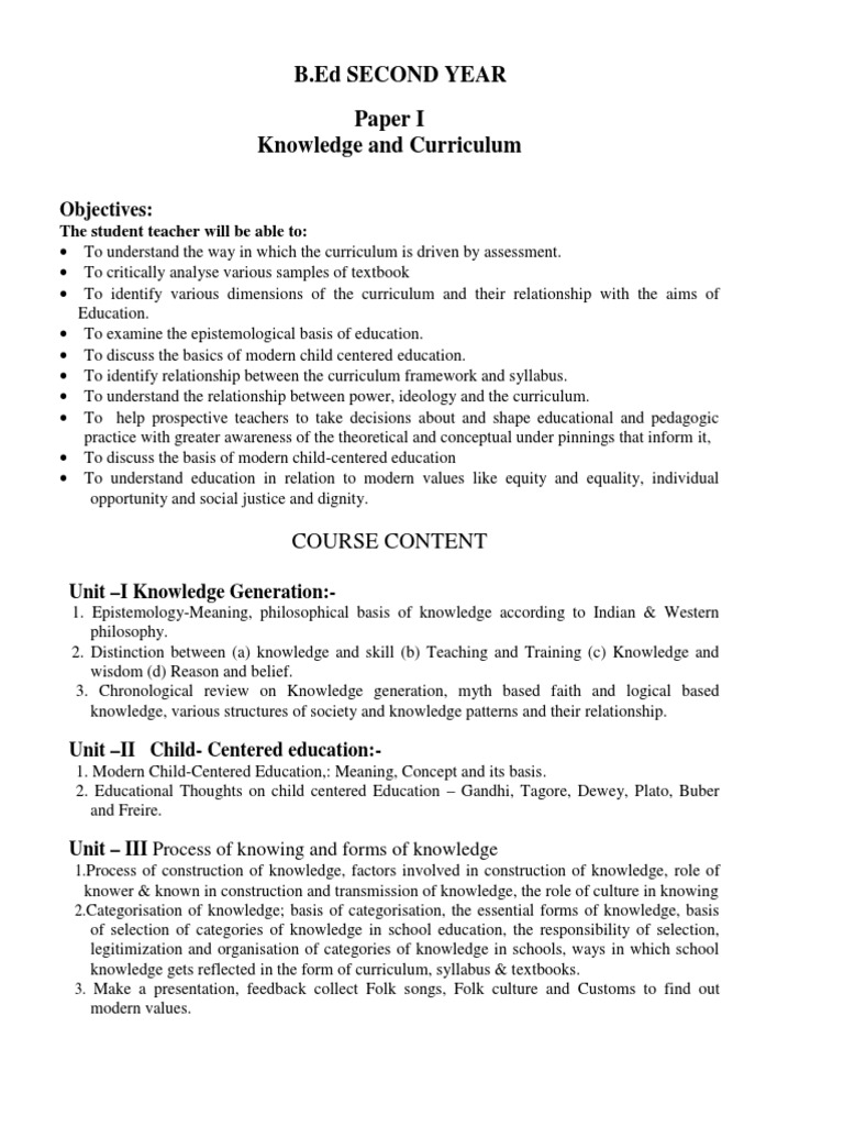 B Ed Syllabus 2ndyr | PDF | Educational Assessment | Gender