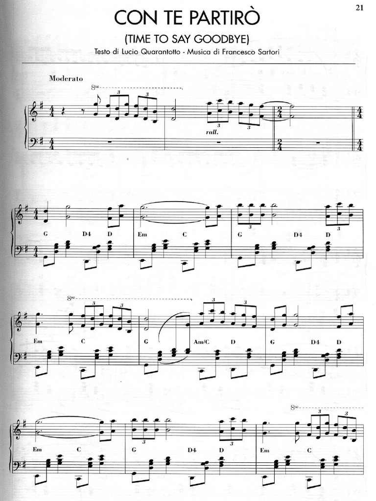 Por Ti Volaré - by Bocelli (Piano) | PDF