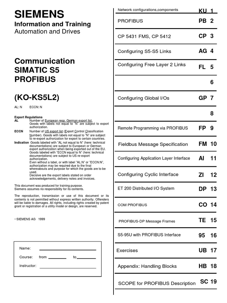 Siemens: Communication Simatic S5 Profibus (KO-KS5L2) | PDF | Osi Model ...