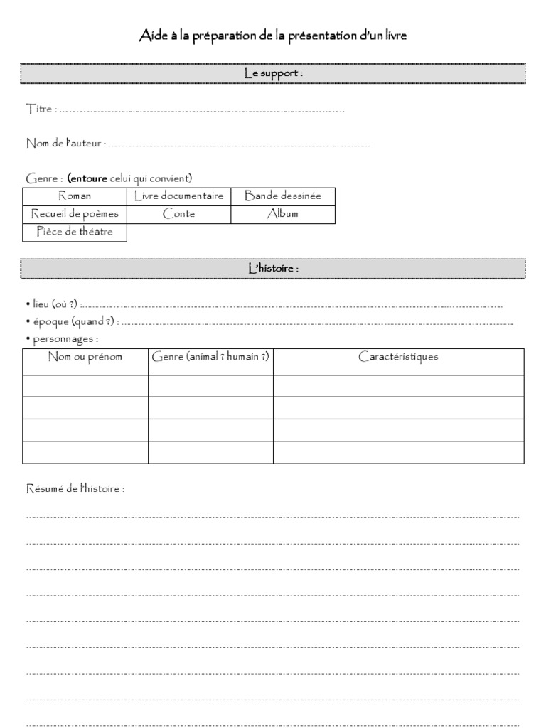 Modèle de fiche de lecture à imprimer | PDF
