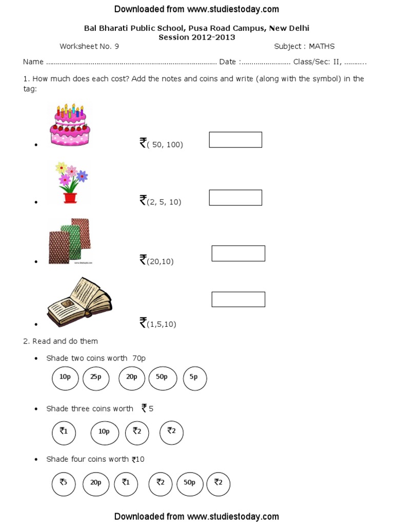 CBSE Class 2 Maths Practice Worksheet PDF | PDF | Teaching Methods ...