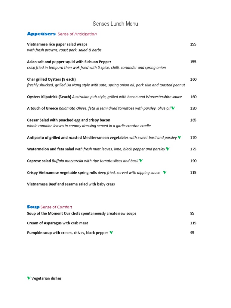 New Senses Lunch Menu | PDF | Vietnamese Cuisine | Pizza
