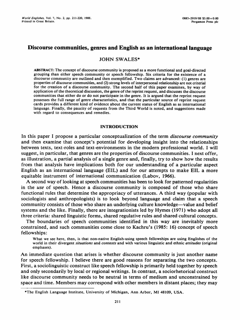 Understanding Discourse Communities | PDF | Academic Journal | Linguistics