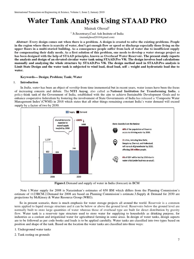 Water Tank Analysis Using STAAD PRO: Mainak Ghosal | PDF | Water | Design