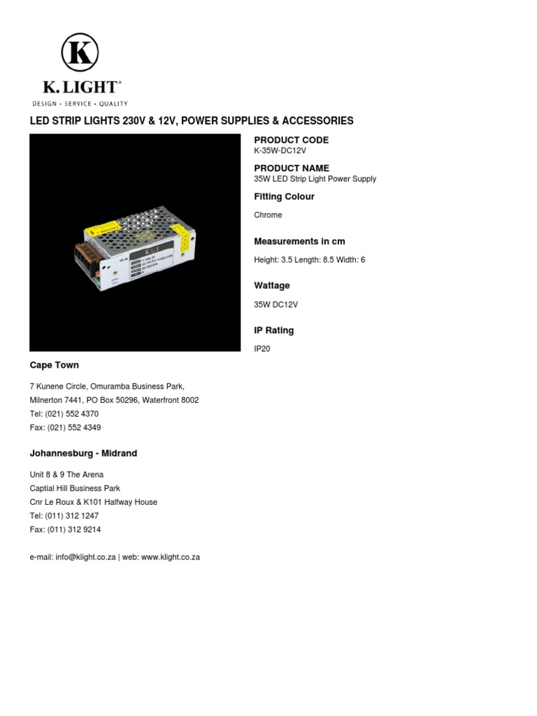 35W LED Strip Light Power Supply | PDF