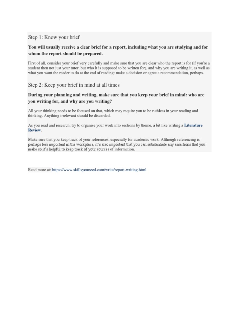 Step 1: Know Your Brief: Literature Review | PDF | Career & Growth