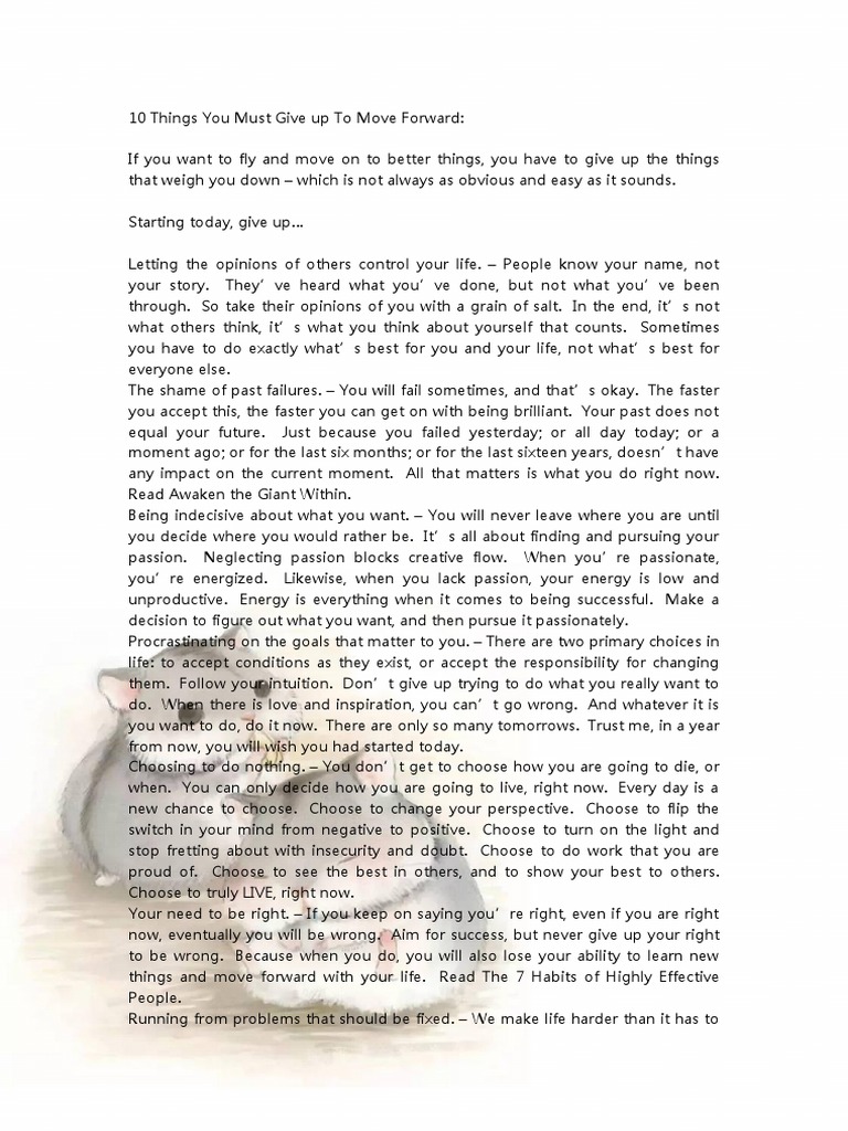 10 Things You Must Give Up to Move Forward: Embracing Self-Empowerment ...