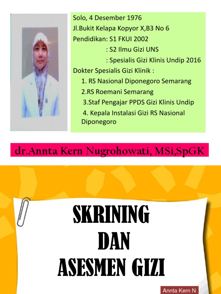 Skrining Dan Asesmen Gizi PDF | PDF