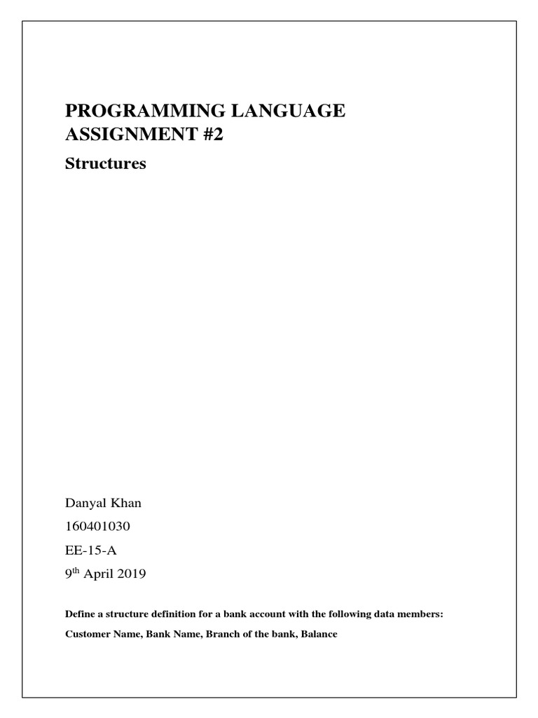 Programming Language Assignment #2: Structures | PDF | Debits And ...