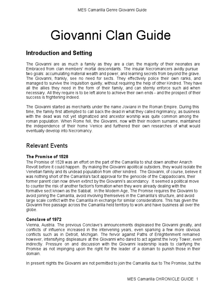 Giovanni Clan Guide | PDF