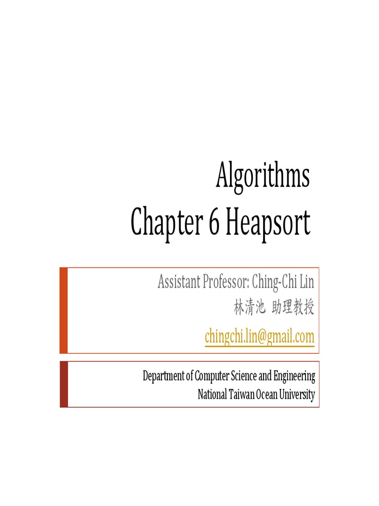 Algorithm Ch6 Heapsort PDF | PDF | Algorithms | Mathematical Concepts
