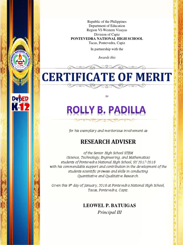 Certificate Best Presenter | PDF