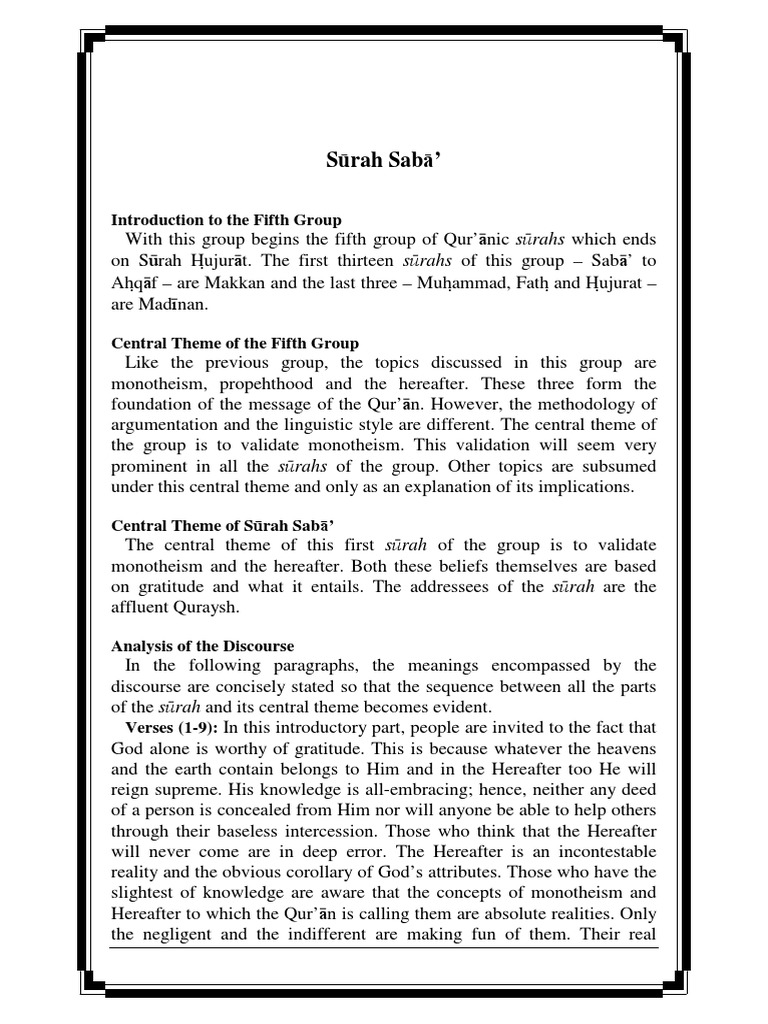 34 Surah Saba | PDF | Surah | Gratitude