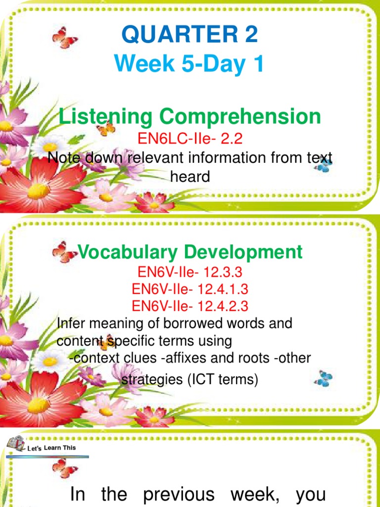 English 6 q2 Week 5 Day 1 | PDF | Reading Comprehension | Decision Making