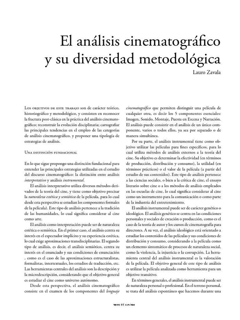 Análisis Cinematográfico y Su Diversidad Metodológica | PDF | Teoría ...