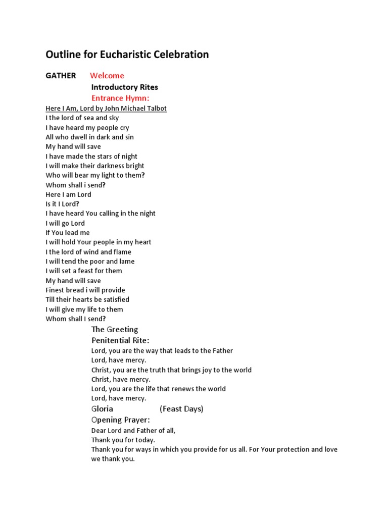 Eucharistic Celebration Final | PDF | Mass (Liturgy) | Eucharist