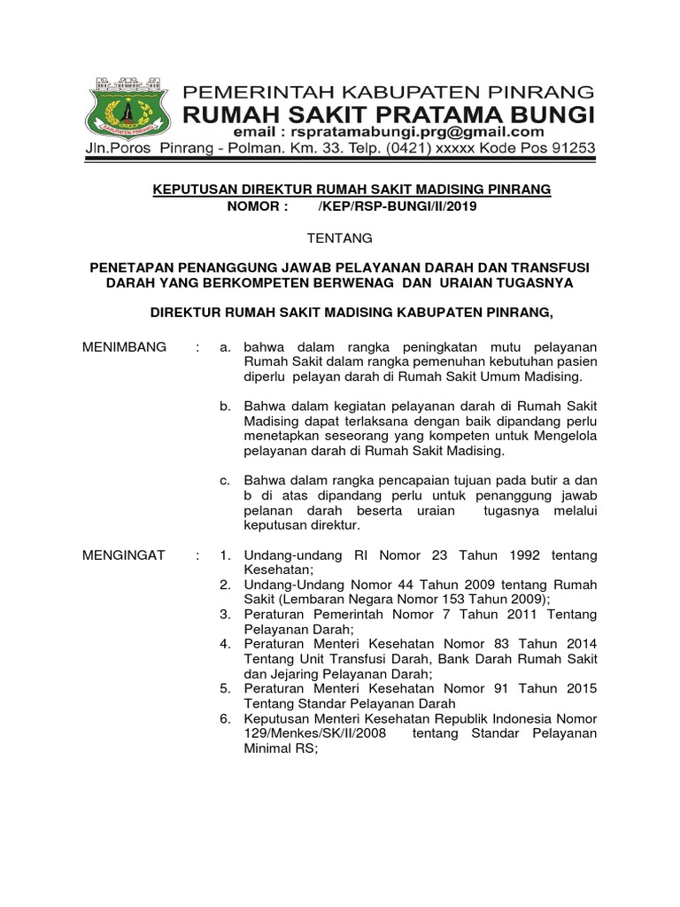 Keputusan Direktur Rumah Sakit Madising Pinrang | PDF