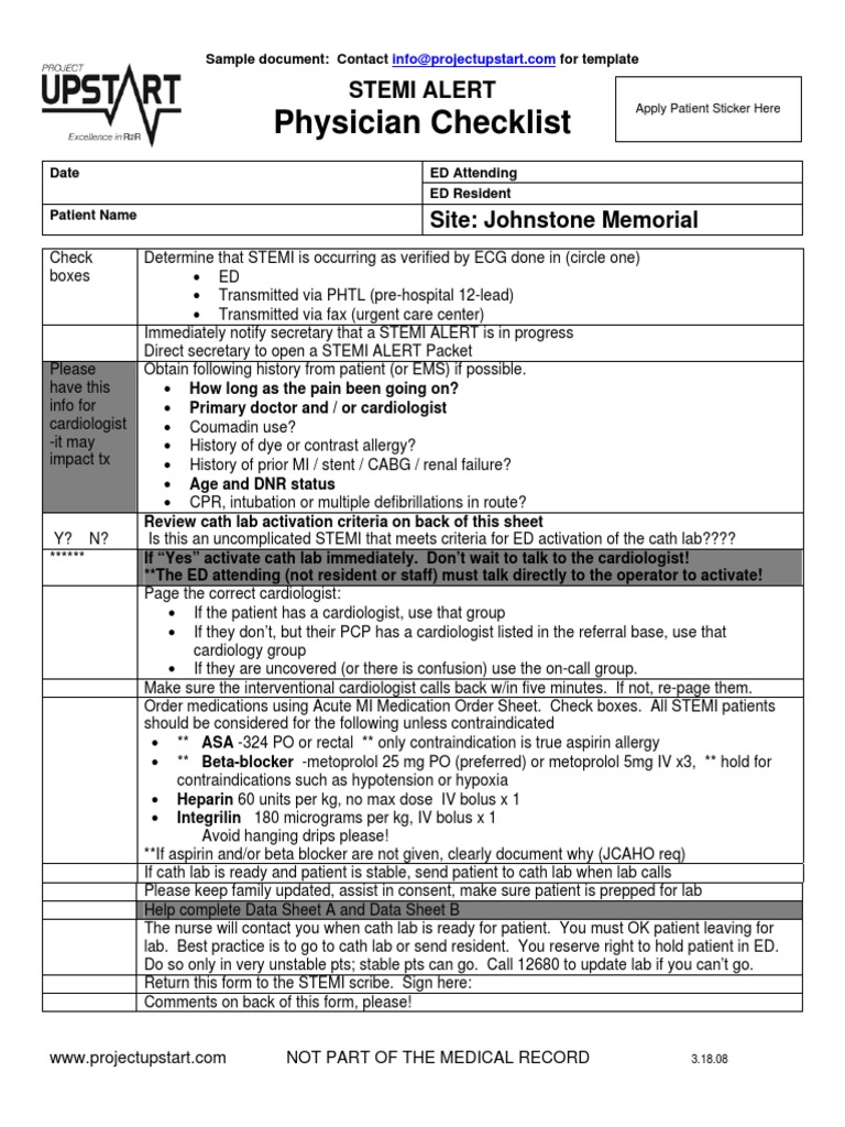 Physic An Checklist Sample | PDF | Cardiology | Myocardial Infarction