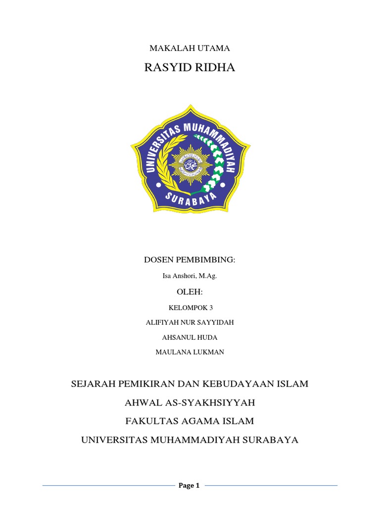 Makalah Rasyid Ridha | PDF