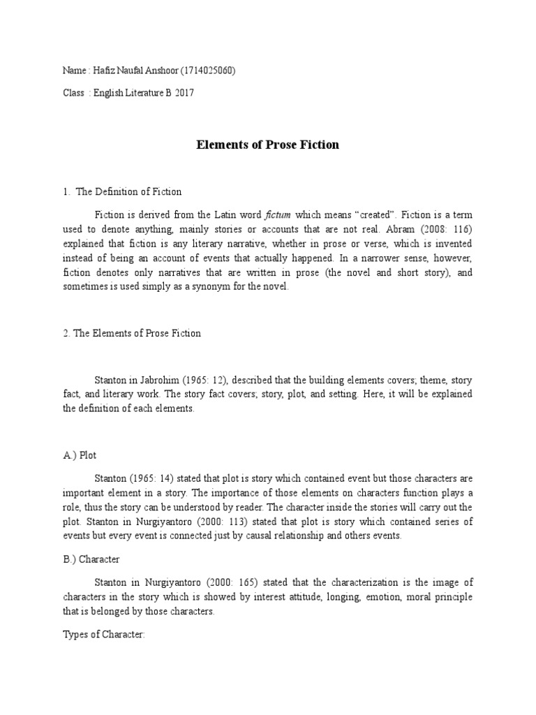 Elements of Prose Fiction Explained | PDF | Narrative | Plot (Narrative)