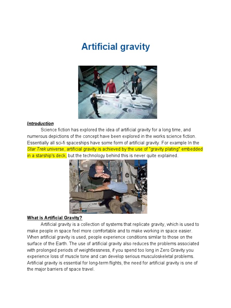 Artifical Gravity Final | PDF | Weightlessness | Astronomy