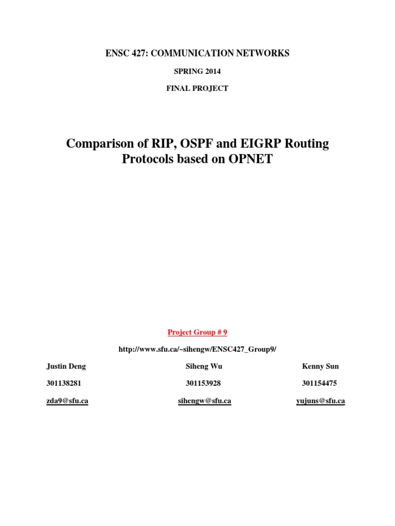 Comparison of RIP, OSPF and EIGRP Routing Protocols Based On OPNET | PDF | Routing | Network ...