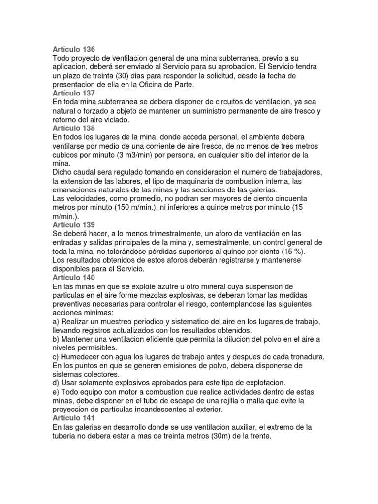 Artículo 136 | PDF | Minería | Ventilación (Arquitectura)