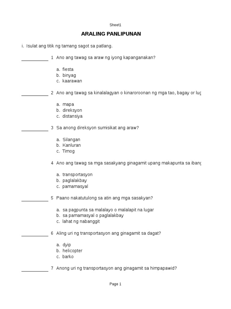 AP Reviewer Grade 1 | PDF