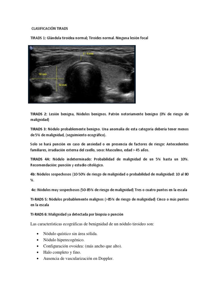 Guía de Clasificación TIRADS | PDF | Enfermedades endocrinas ...