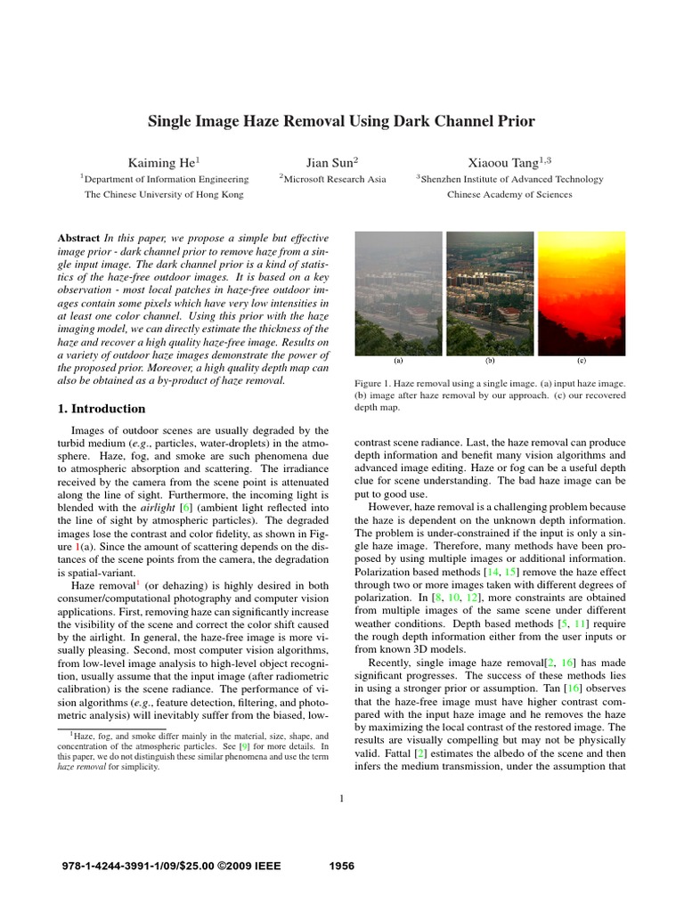 Dark Channel Prior | PDF | Pixel | Optics