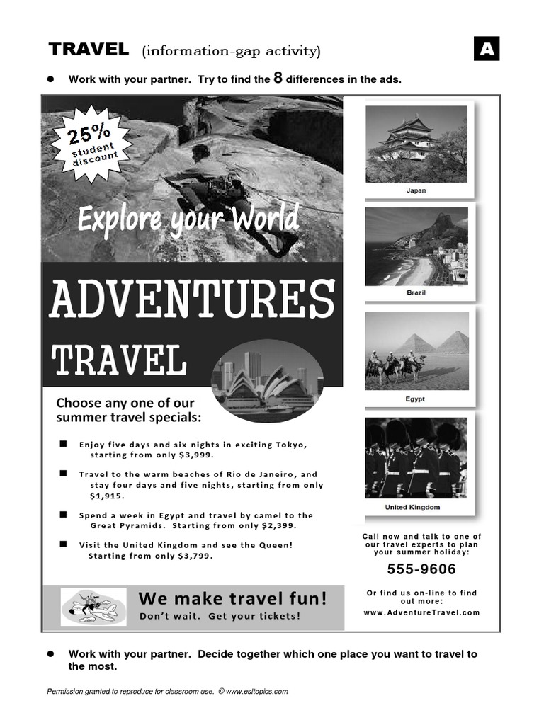 Adventure Travel - Info Gap PDF | PDF | Language Mechanics | Languages