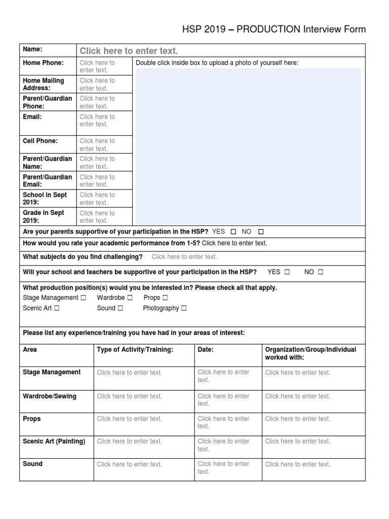 HSP Interview Form Production | PDF