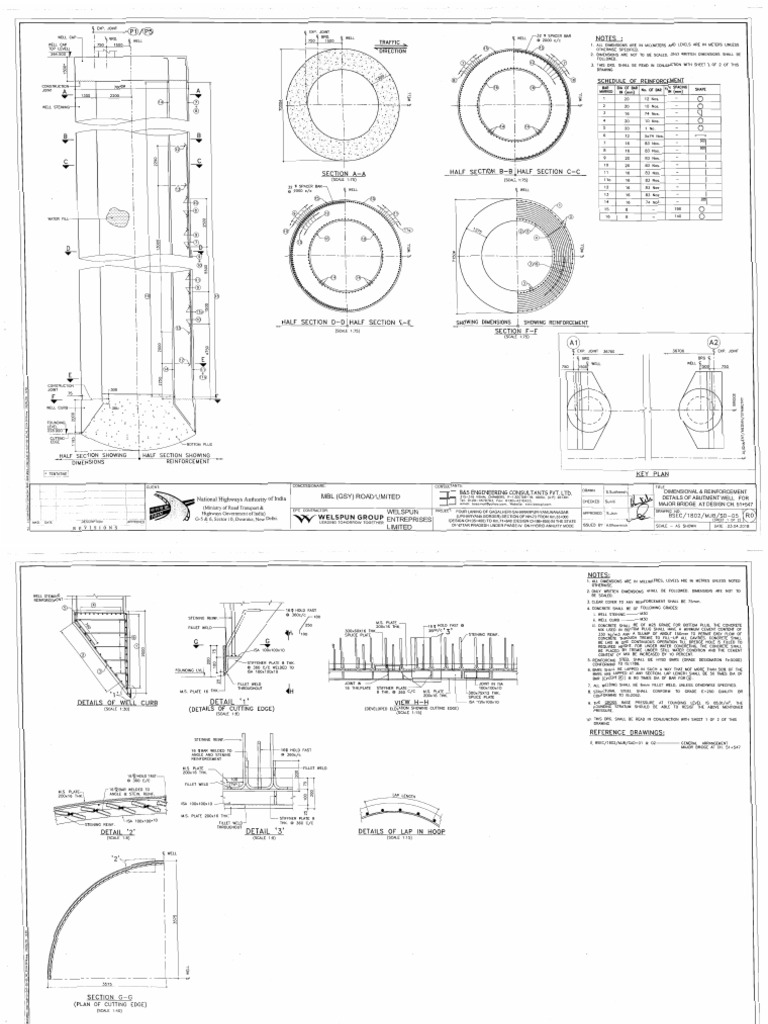 Well Foundation Drawing and BBS | PDF
