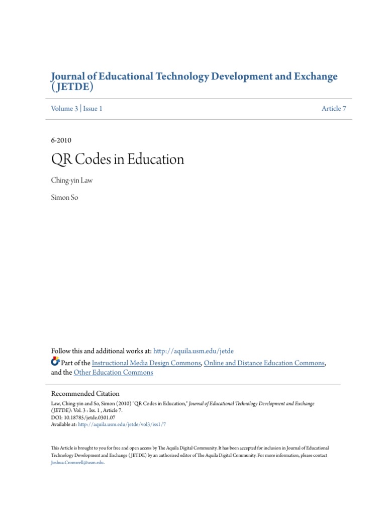 QR Codes in Education | PDF | Qr Code | Communication