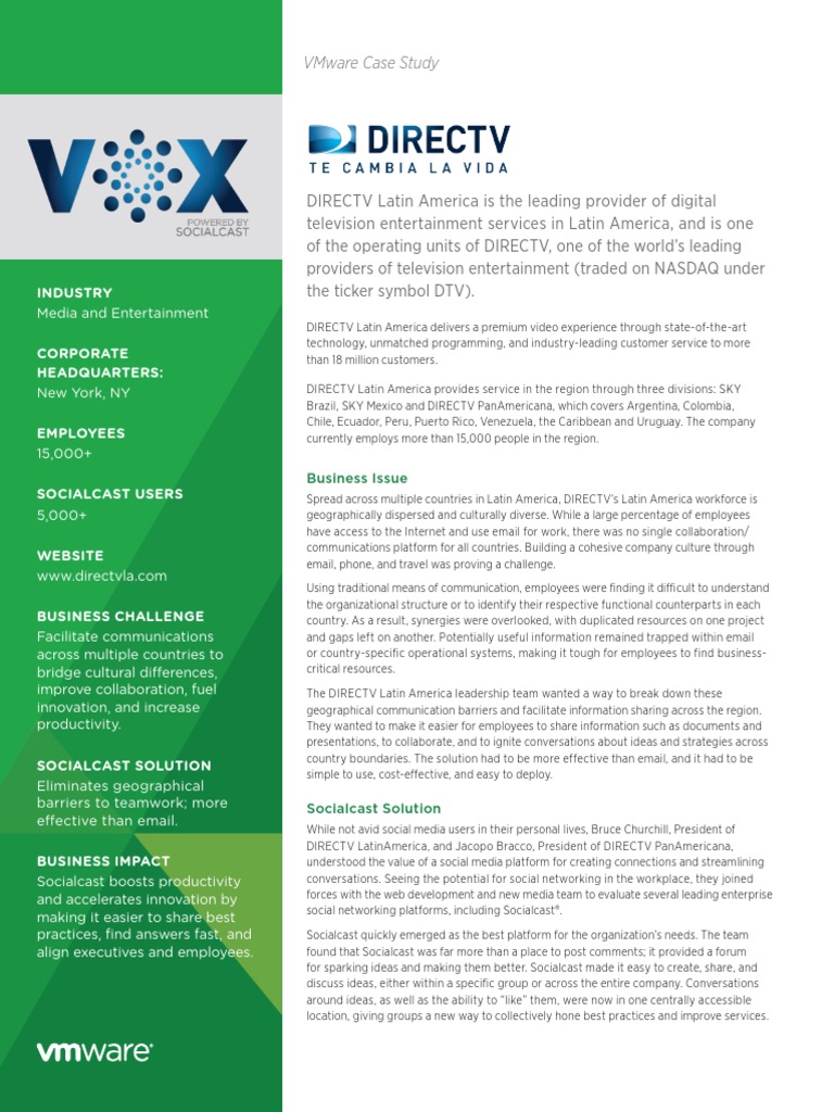 VMware Case Study | PDF | Direc Tv | Latin America