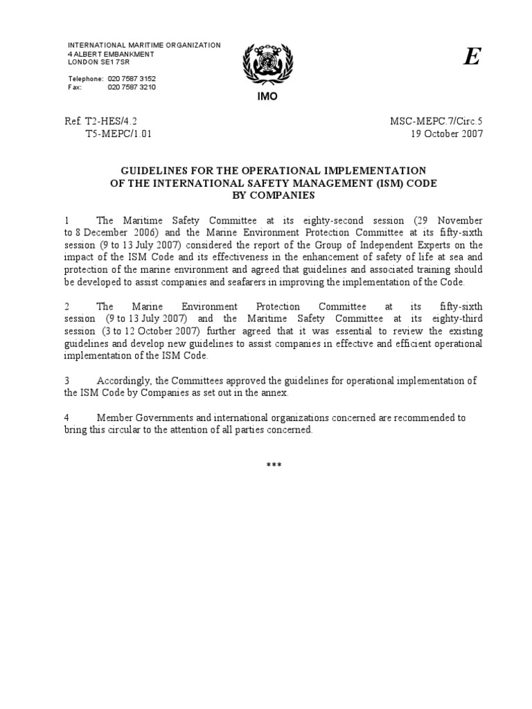 IMO Guidelines Improve Safety Management | PDF | Audit | Safety