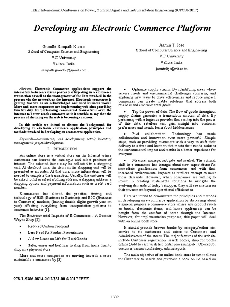 Developing An Electronic Commerce Platform | PDF | E Commerce | Databases