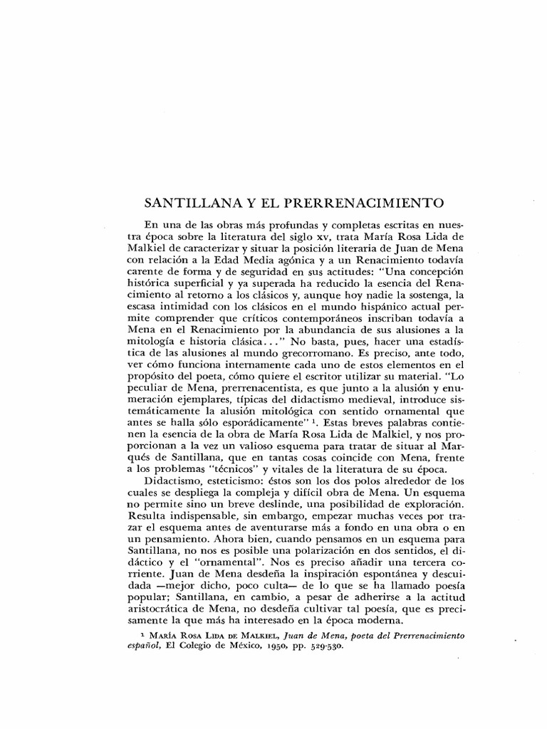 El Marqués de Santillana y El Prerrenacimiento | PDF | Alegoría | Renacimiento