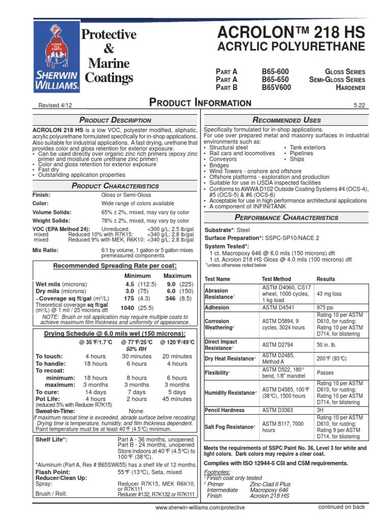 Acrolon 218 Hs | Download Free PDF | Materials | Building Materials