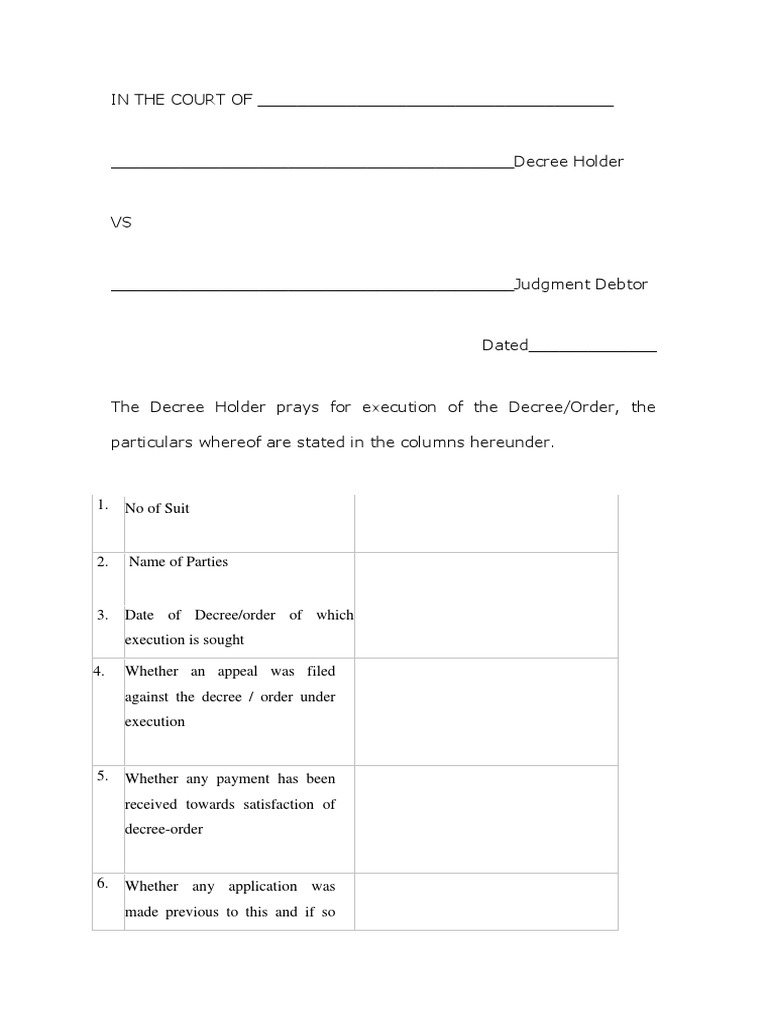 Execution Petition Format Template | PDF | Social Institutions | Social ...