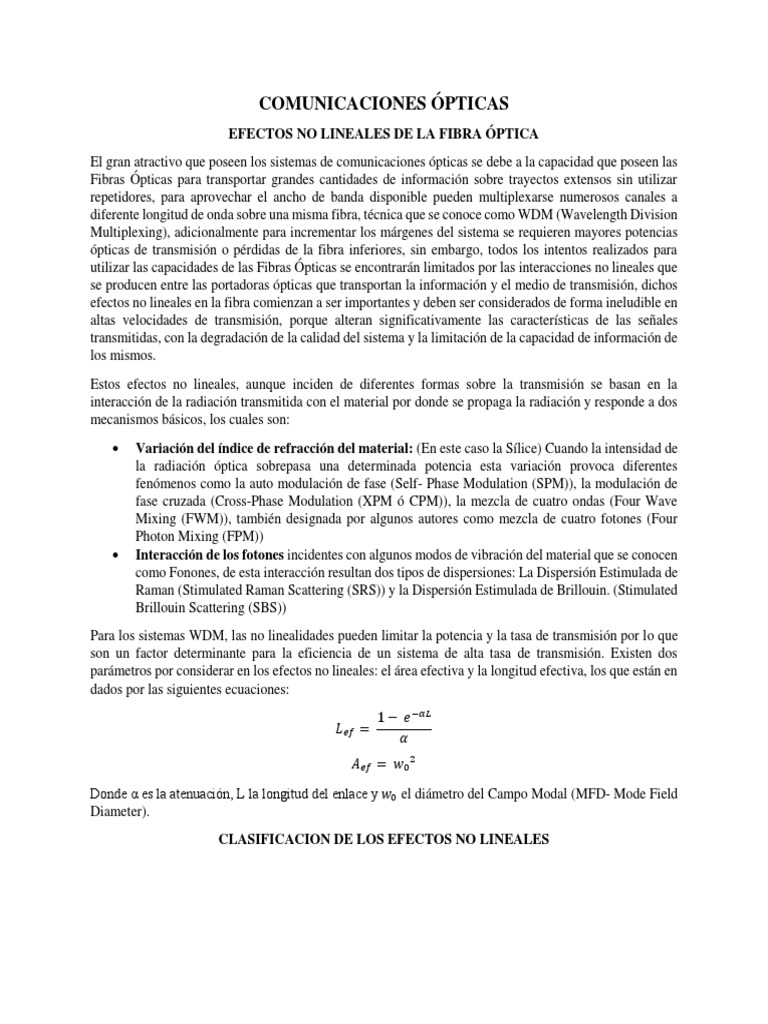 Efectos - Fibra Optica PDF | PDF | Óptica | Olas