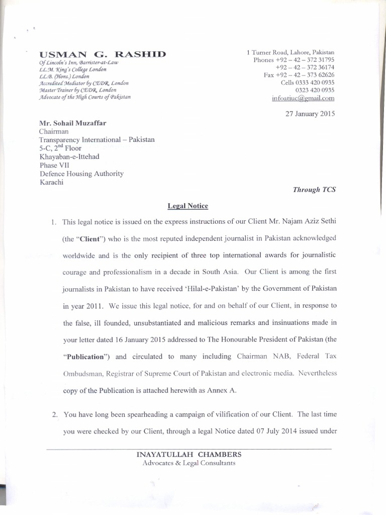 Sample Legal Notice For Defamation | PDF