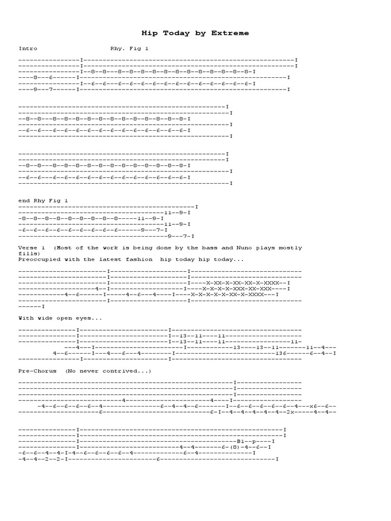 Hip Today by Extreme | PDF | Song Structure | Musical Forms